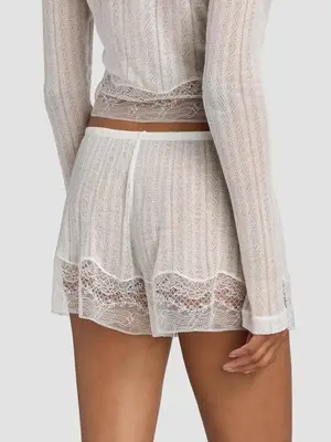 Kiki De Montparnasse Pointelle-knit Lace Shorts