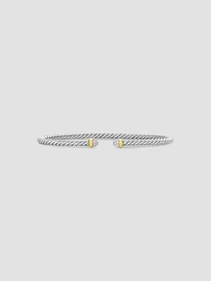 David Yurman Micro Cable Flex Bracelet In Sterling Silver Diamond