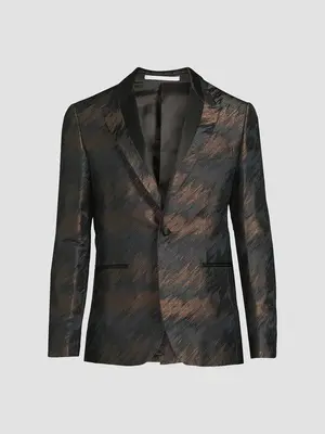 Pal Zileri Abstract Silk-blend Single-breasted Dinner Jacket - Grey