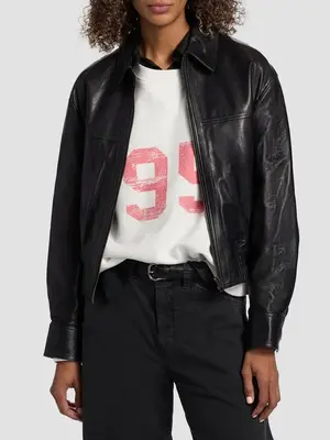 NILI LOTAN Aime Leather Bomber Jacket
