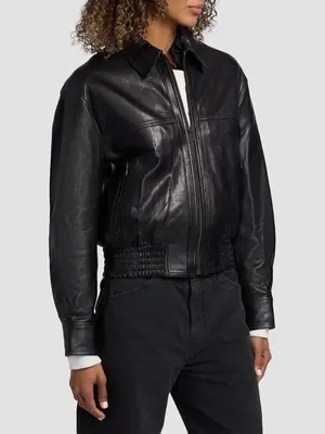 NILI LOTAN Aime Leather Bomber Jacket