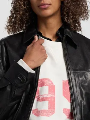 NILI LOTAN Aime Leather Bomber Jacket