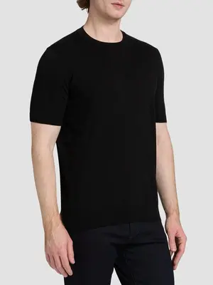 SAKS FIFTH AVENUE Diagonal Stitch Crewneck Short-sleeve Sweater