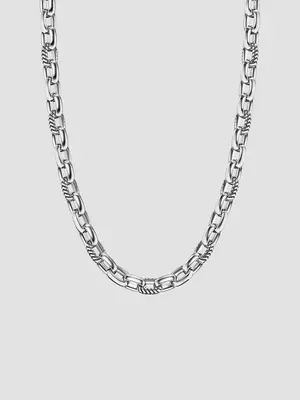 David Yurman Chevron Oval Link Necklace In Sterling 10mm - Silver