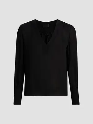 NILI LOTAN Mariposa Silk V-neck Blouse