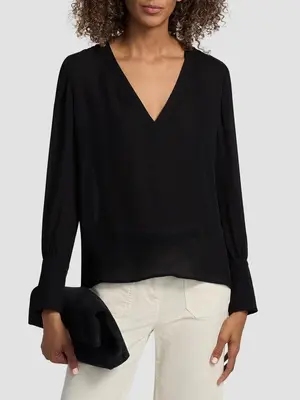 NILI LOTAN Mariposa Silk V-neck Blouse