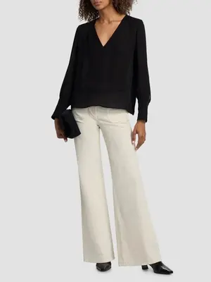 NILI LOTAN Mariposa Silk V-neck Blouse