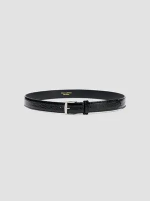 NILI LOTAN Sloane Croc-embossed Leather Belt - Black