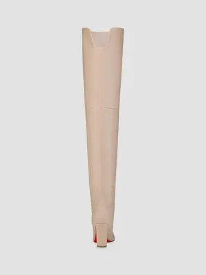CHRISTIAN LOUBOUTIN Loo 85mm Leather Thigh Boots - Pearl