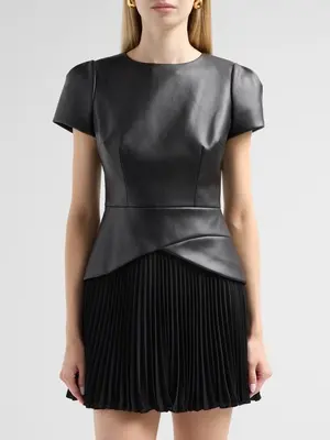 MILLY Haddy Mixed-media Faux Leather Mini Dress - Black