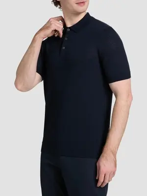 SAKS FIFTH AVENUE Collection Wool-blend Jersey Polo Shirt