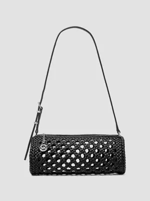 Michael Kors Small Open-weave Barrel Pouchette Black