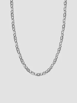 David Yurman Chevron Oval Link Necklace In Sterling 7mm - Silver