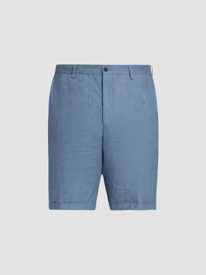 SAKS FIFTH AVENUE Linen Straight-cut Chino Shorts - Denim