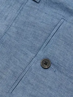 SAKS FIFTH AVENUE Linen Straight-cut Chino Shorts - Denim