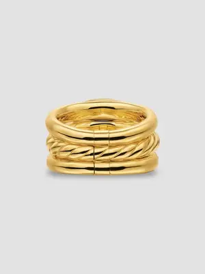David Yurman Dy Mercer Three Row Stone Ring In 18k Yellow Gold - Iolite