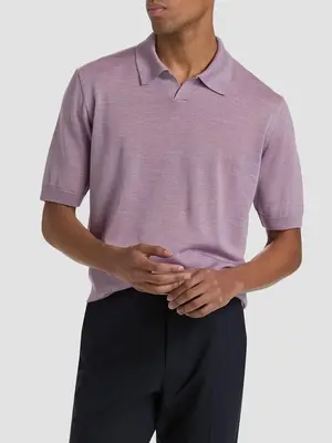 SAKS FIFTH AVENUE Lamar Johnny Collar Short-sleeve Sweater - Purple