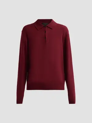 NILI LOTAN Jovan Cashmere Polo Sweater - Burgundy