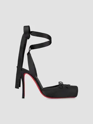 CHRISTIAN LOUBOUTIN Cassia Lace Up 100mm Satin Pumps - Black