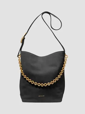 Michael Kors Nolita Large Suede Shoulder Bag - Black