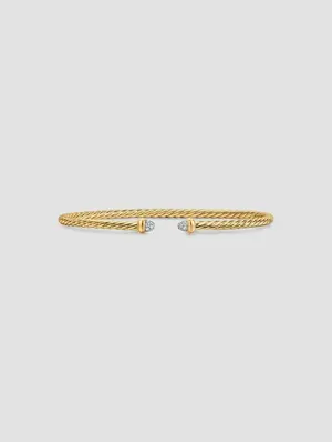 David Yurman Micro Cablespira Flex Bracelet In 18k Yellow Gold Diamond