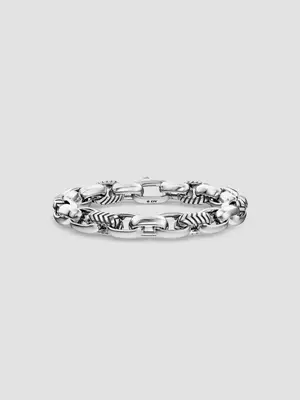 David Yurman Chevron Oval Link Bracelet In Sterling 10mm - Silver