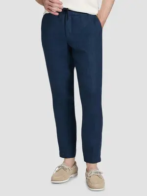 SAKS FIFTH AVENUE Collection Délavé Linen Drawstring Pants - Navy