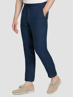 SAKS FIFTH AVENUE Collection Délavé Linen Drawstring Pants - Navy