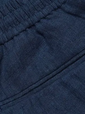 SAKS FIFTH AVENUE Collection Délavé Linen Drawstring Pants - Navy