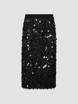 Marella Sequinned Fil Coupé Skirt - Black