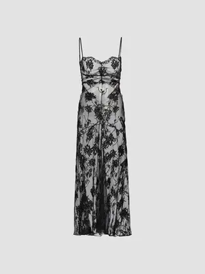 Kiki De Montparnasse Dominique Sheer Lace Midi-dress - Black