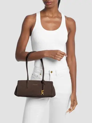 Michael Kors Laila Small Suede Shoulder Tote Bag - Chocolate