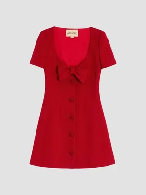 Valentino Garavani Short Dress In Plain Wool Tweed - Paris