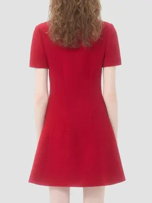 Valentino Garavani Short Dress In Plain Wool Tweed