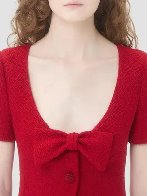 Valentino Garavani Short Dress In Plain Wool Tweed
