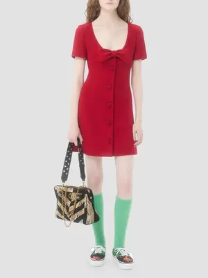 Valentino Garavani Short Dress In Plain Wool Tweed