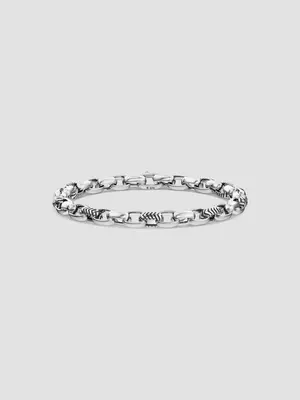 David Yurman Chevron Oval Link Bracelet In Sterling 7mm - Silver
