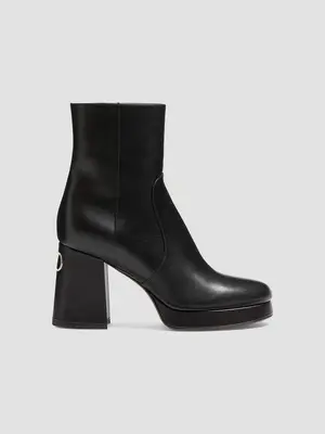 Valentino Garavani Fawcette 90mm Platform Ankle Boots In Calfskin Leather - Black