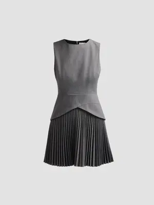 MILLY Haddy Two-tone Layred Mini Dress - Grey