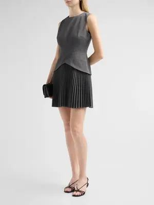 MILLY Haddy Two-tone Layred Mini Dress - Grey