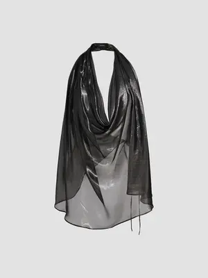 Wardrobe.NYC Metallic Halter Blouse - Black