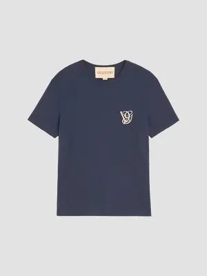 Valentino Garavani Cotton T-shirt With Patch - Navy