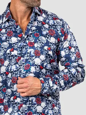 MACEOO Fibonacci Marthyr Skull Rose Shirt