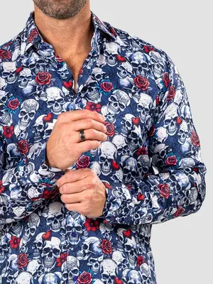MACEOO Fibonacci Marthyr Skull Rose Shirt