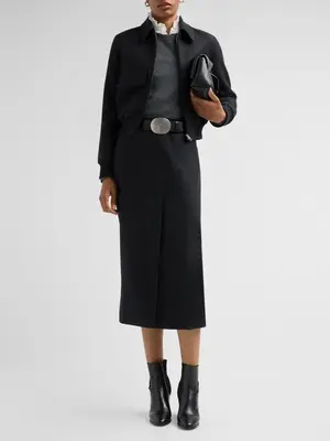 NILI LOTAN Mariha Wool Midi Skirt