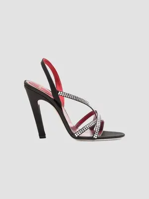 Valentino Garavani Dans Le Foyer 105mm Satin Sandals With Crystals - Black