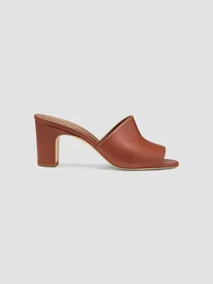 Manolo Blahnik Rapallabar Leather Sandals - Medium Brown