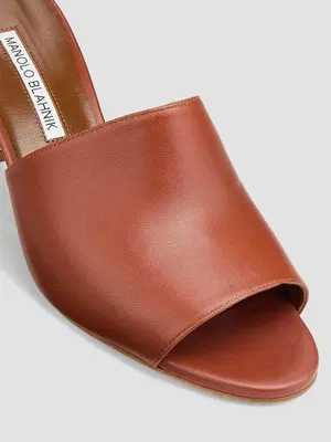Manolo Blahnik Rapallabar Leather Sandals - Medium Brown