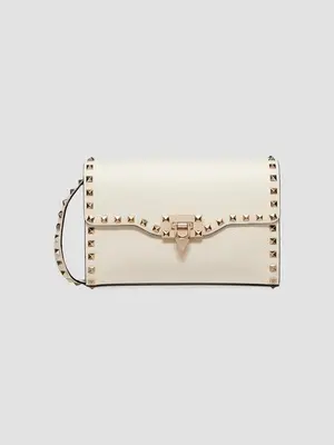 Valentino Garavani Rockstud Grainy Calfskin Crossbody Bag - Light Ivory