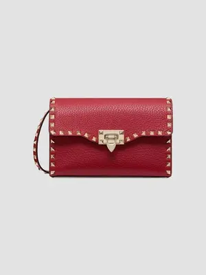 Valentino Garavani Rockstud Grainy Calfskin Crossbody Bag - Rosso Red